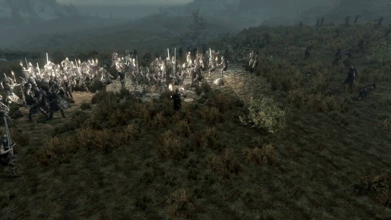 Skyrim npc war 100 Riften guards v 100 Bandits - YouTube