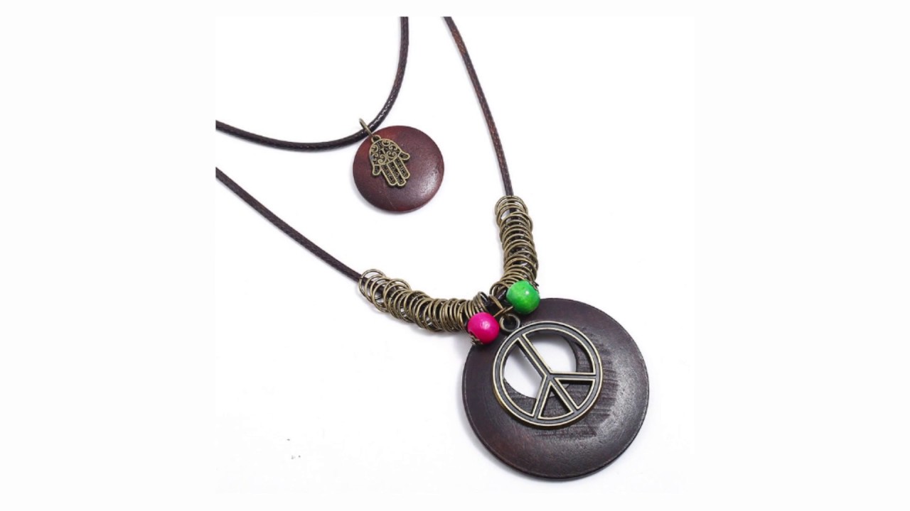 Long Punk Necklace Peace Symbol - YouTube