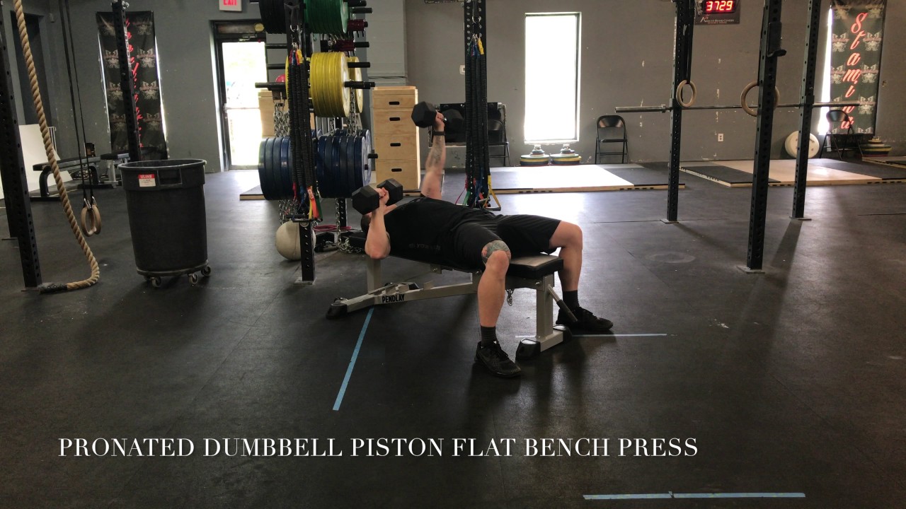Pronated Dumbbell Piston bench press - YouTube