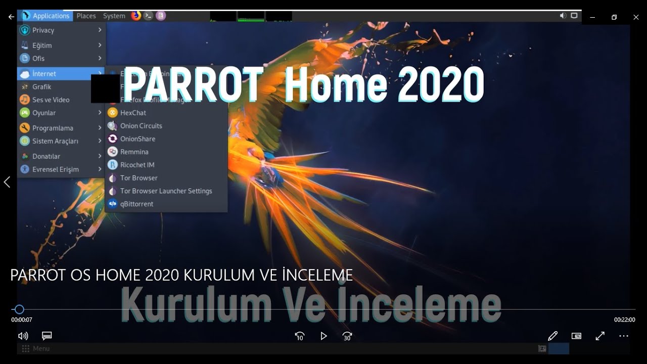 PARROT OS HOME 2020 Kurulum Ve İnceleme VMware Workstation Pro(🟢) - YouTube