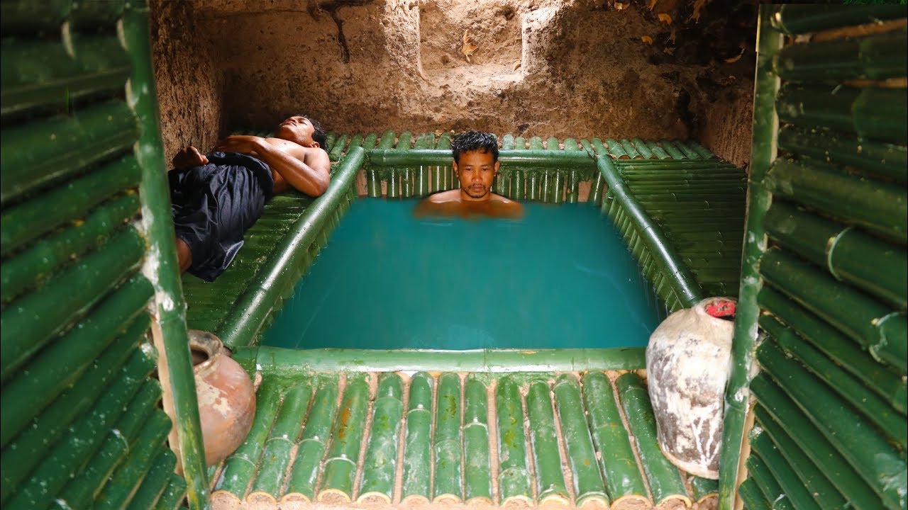 Dig Hole Ground to build Mini Swimming Pool in Underground Secret House ...