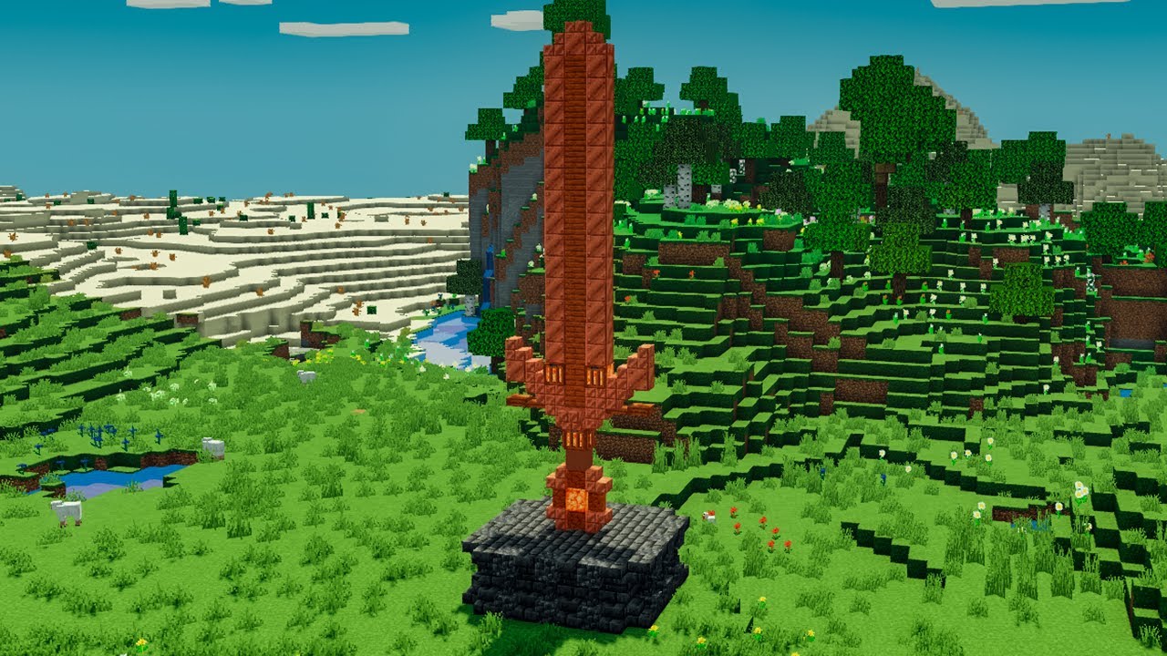 Minecraft I Como Construir uma Estátua de Espada [MUNDO QUADRADO] - YouTube