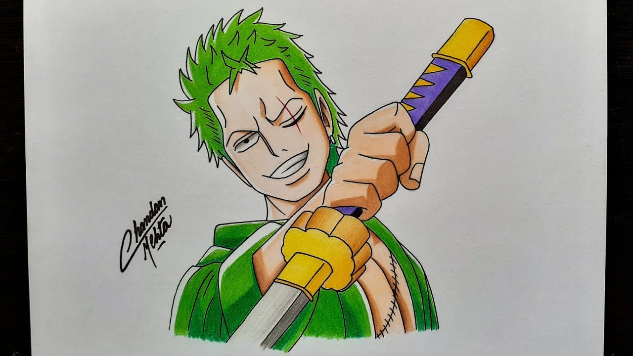 Drawing Roronoa Zoro step by step || one piece||Colour Pencil Drawing ...