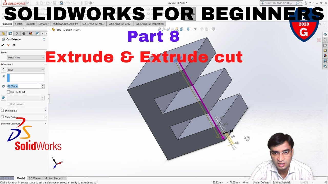 8| learn Solidworks| text| extrude| extrude cut| 2021 calendar - YouTube