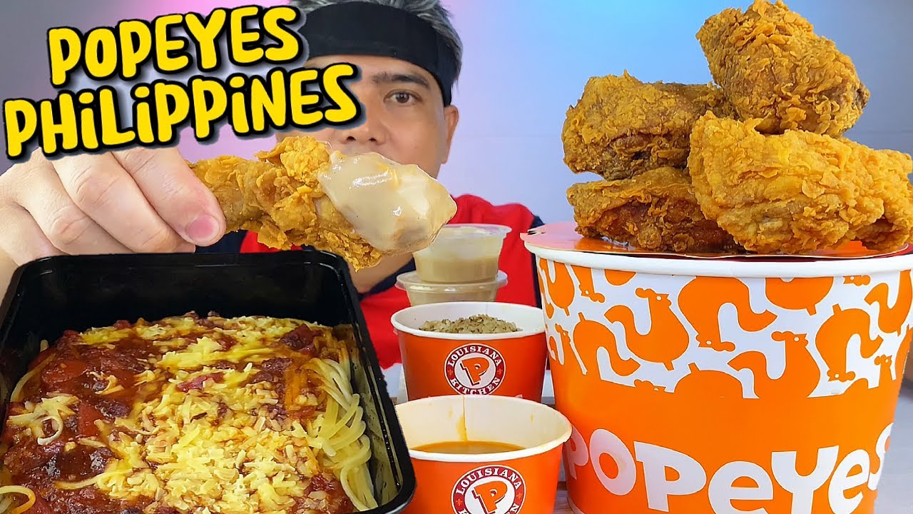 POPEYES MUKBANG | Popeyes Fried Chicken, Cajun Rice, Crab Soup, Spaghetti | MUKBANG PHILIPPINES ...
