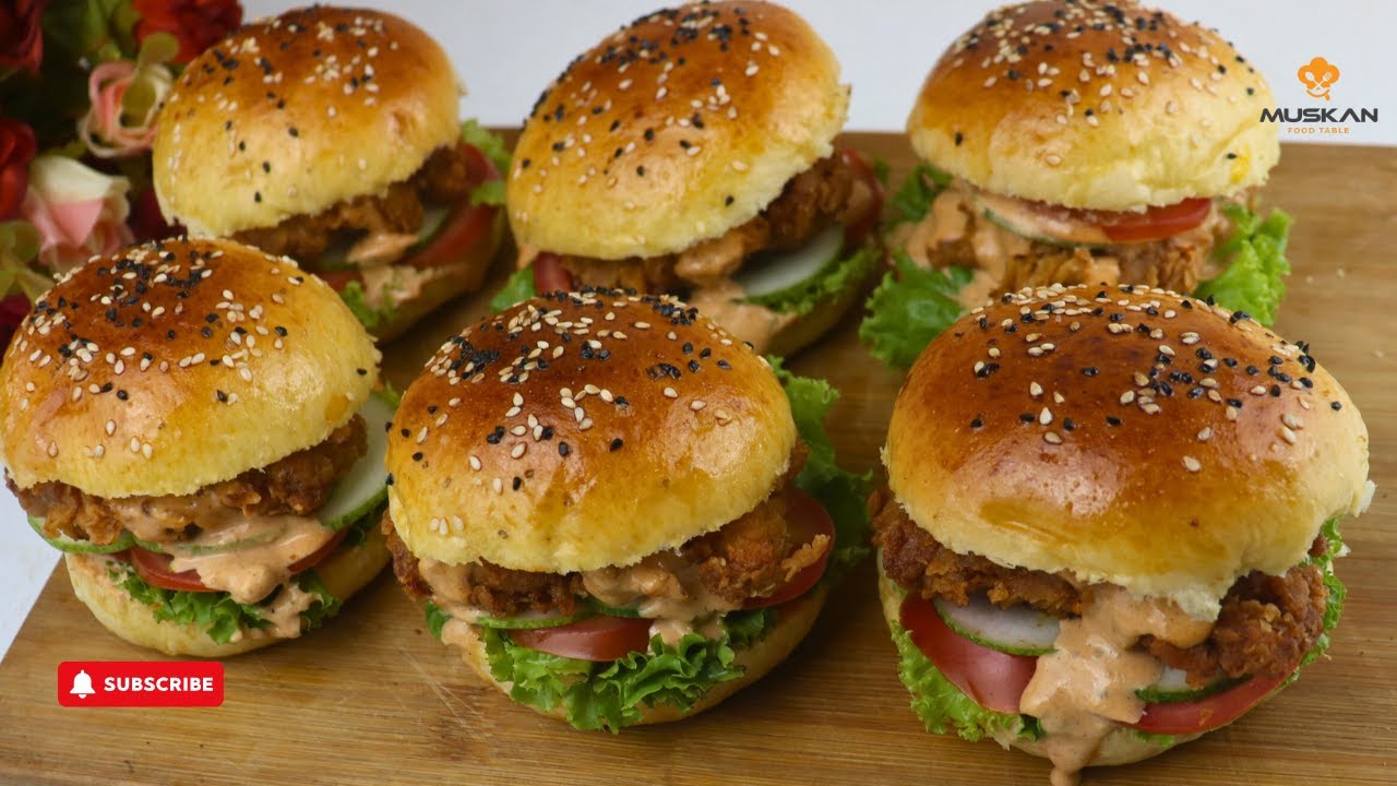 Chicken Zinger Burger With Homemade Burger Buns. - YouTube