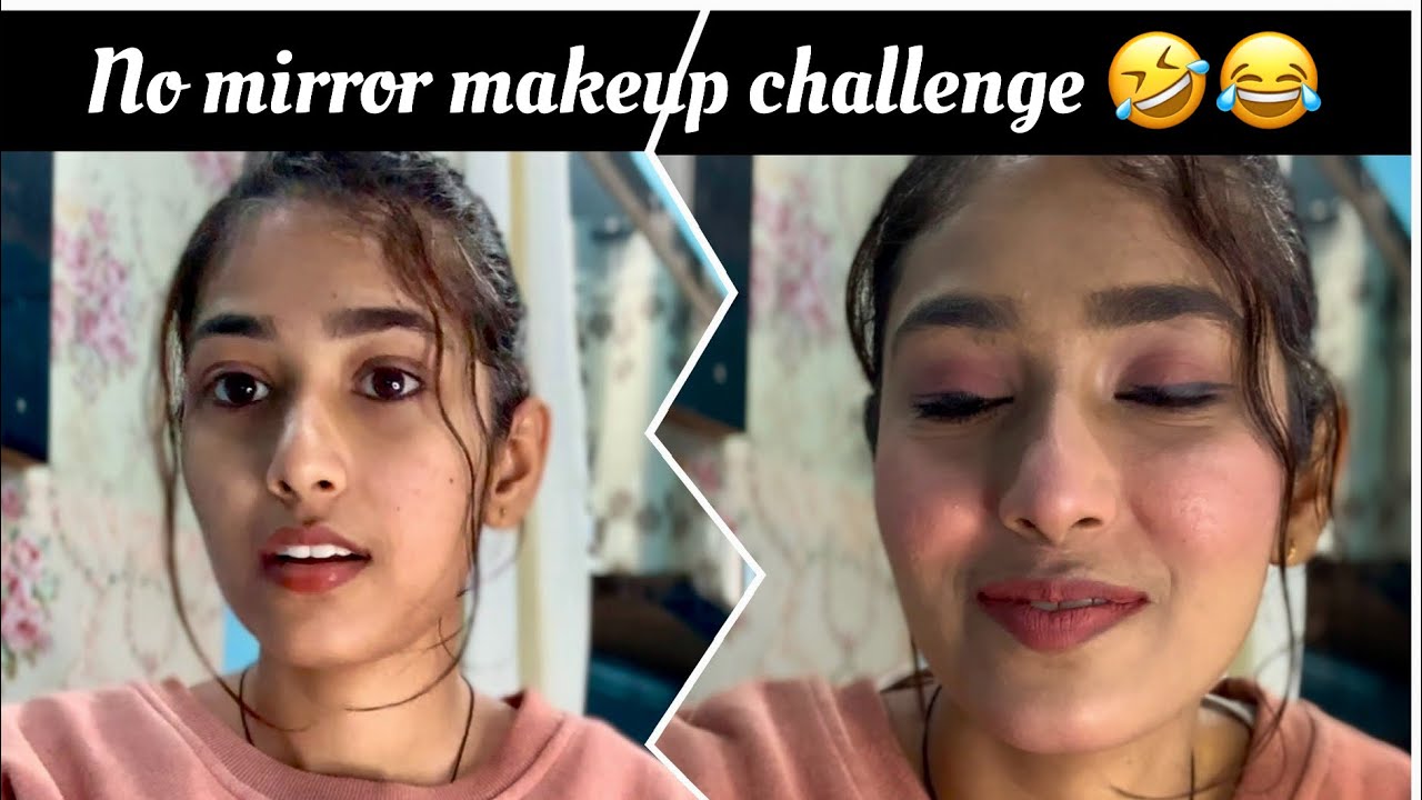 No mirror makeup challenge 😂🤣 vlog 08 || Pooja Bhola || - YouTube