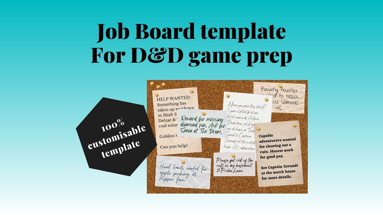 Job Board template tutorial — 100% DM customisable handout for D&D game ...