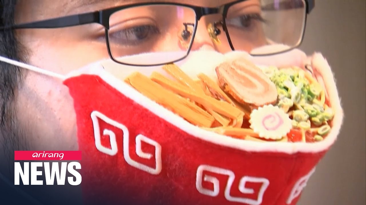 Japanese artist creates 'ramen mask' to go with fogged glasses - YouTube