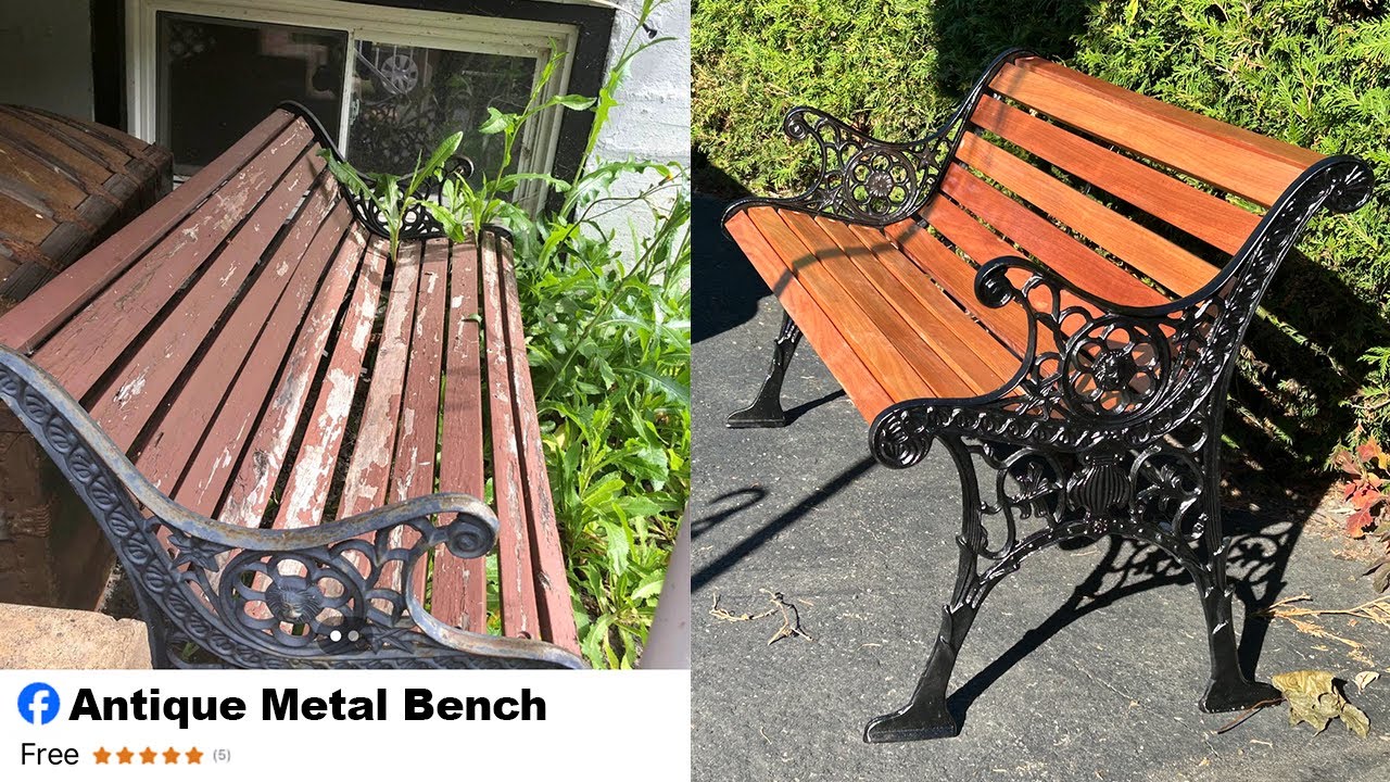 Restoring a Cast Iron Bench With Exotic African Hardwood - YouTube