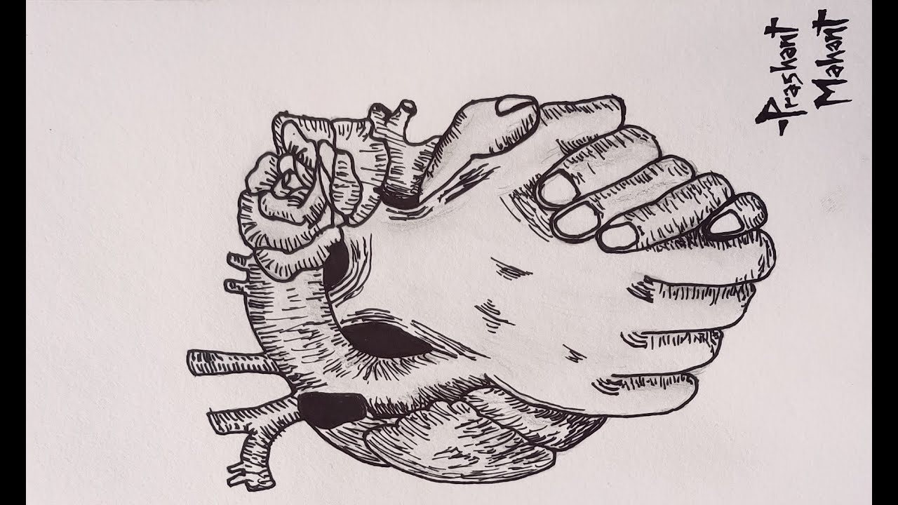 How to Draw | Heart/Holidng Hands | Prashant Mahant - YouTube