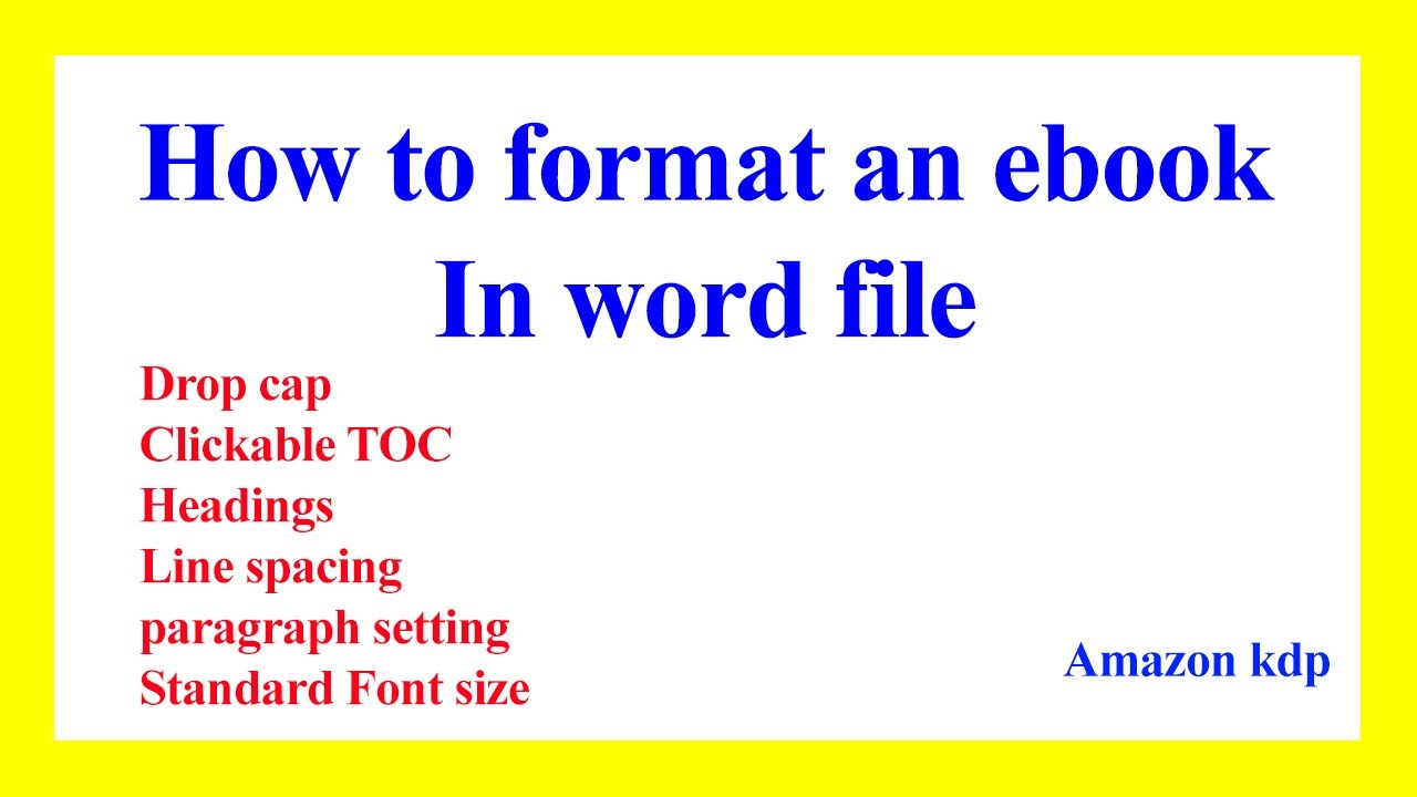How to format an ebook in MS word for KDP, Lulu, Ingramspark. - YouTube