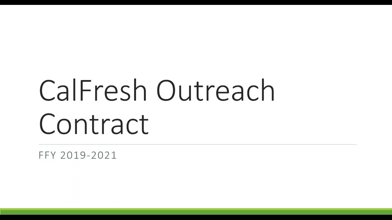Welcome to the new CalFresh Outreach contract - YouTube