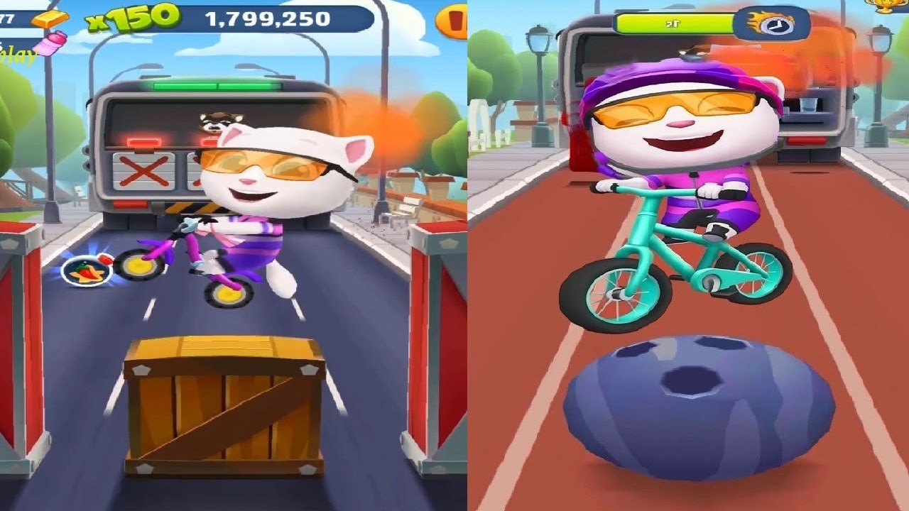 Talking Tom Gold Run New Update VS Summer of Sports Cyclist Angela VS ...