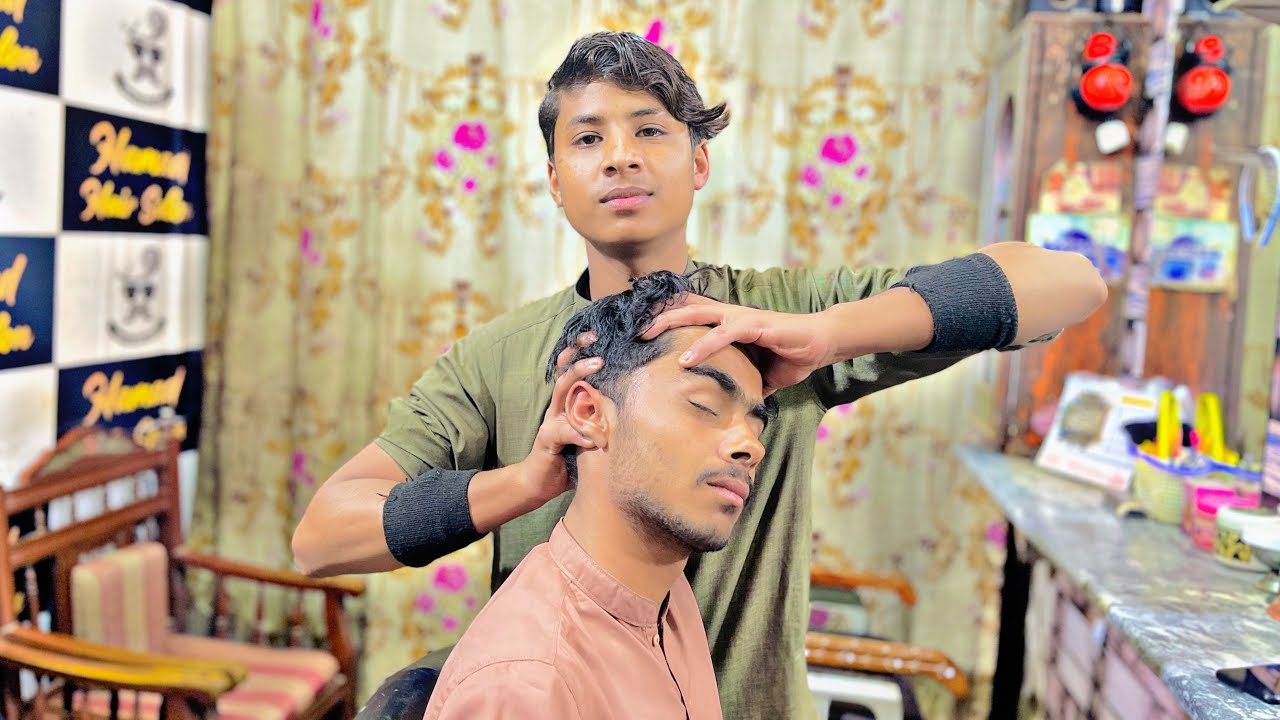 ASMR PAKISTANI 🇵🇰 YOUNG BARBER ALI BEST EVER MASSAGE | HEAD & BACK ...