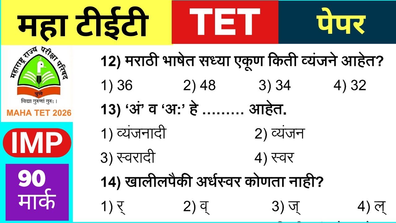 Maha Tet Previous Year Question Paper | महा टीईटी पेपर 2025 | Maha TET ...