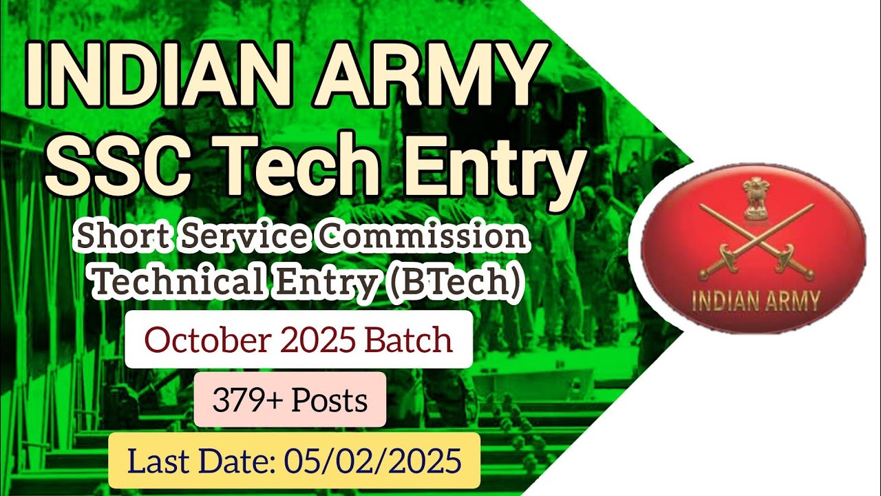 Indian Army Short Service Commission (SSC) Technical Entry Recruitment ...