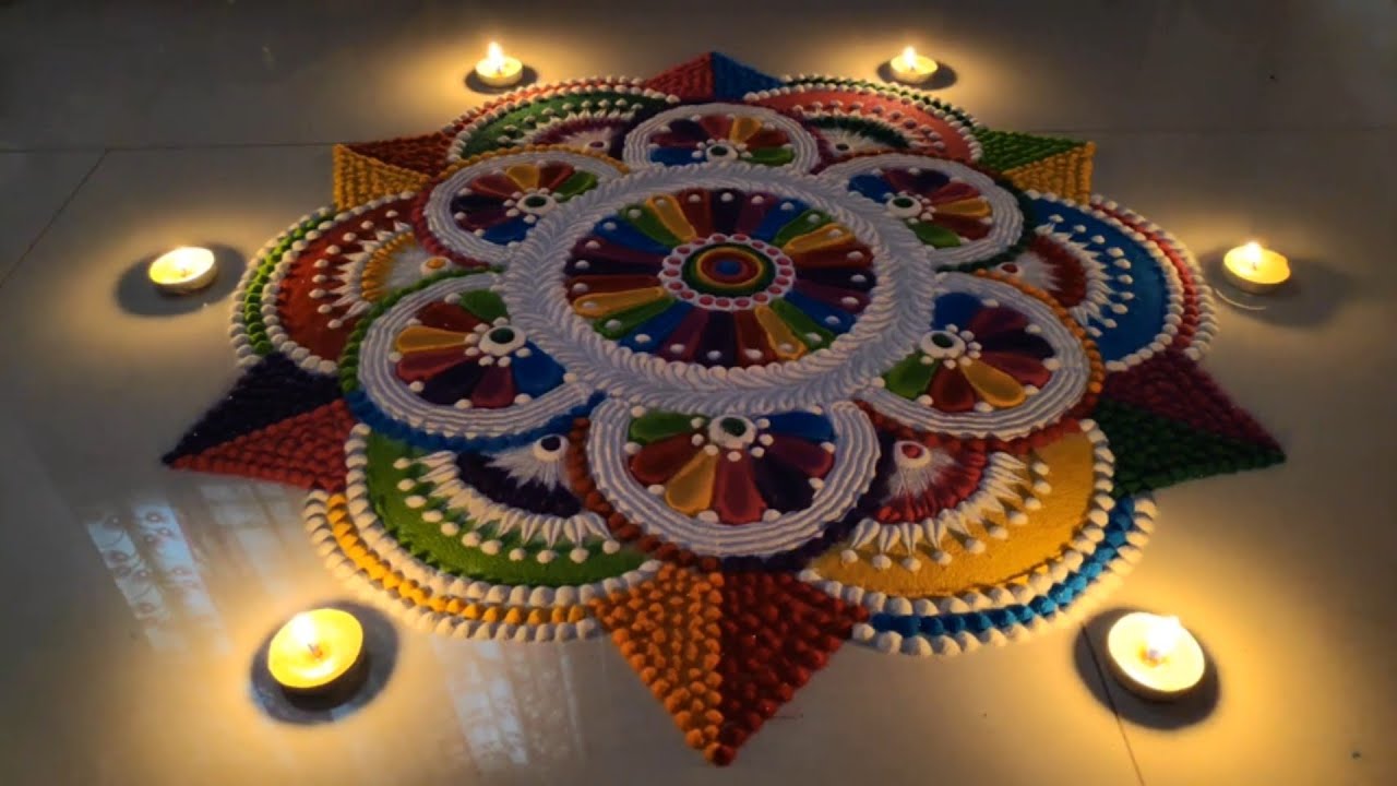 big rangoli design for Dussehra & Diwali | rangoli design with colours ...