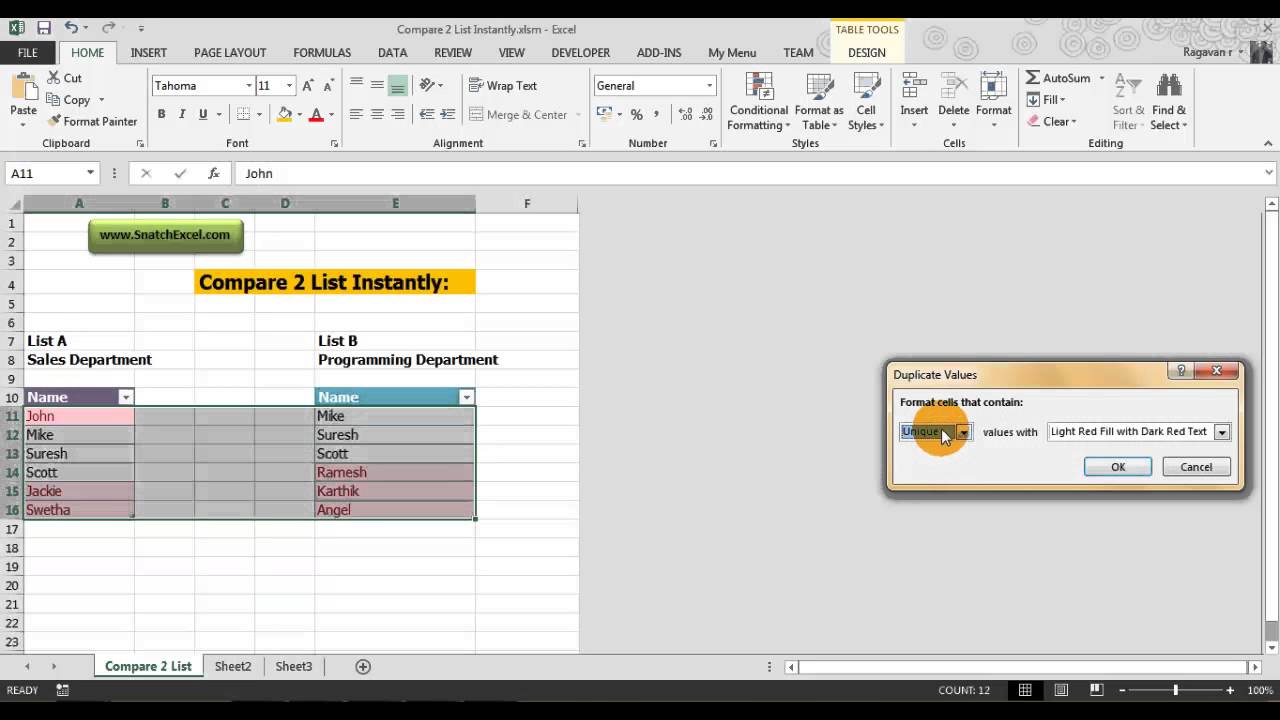 Compare two lists instantly - YouTube