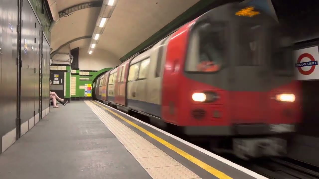 Northern Line train arriving at the Goodge Street Underground Station ...
