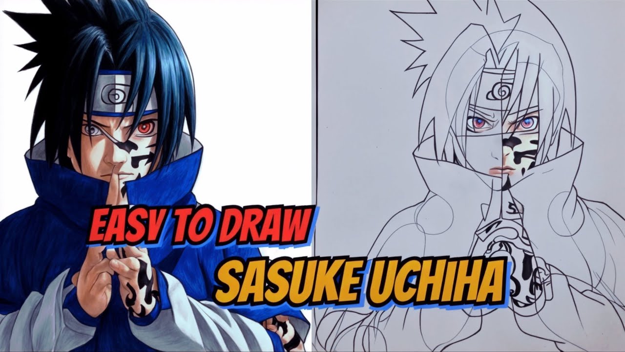 How to Draw Sasuke Uchiha Step-by-Step | Complete Outline & Line Art ...
