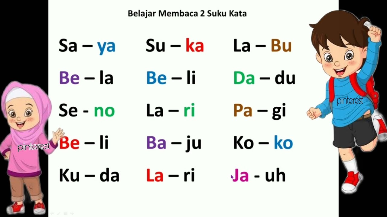 Belajar Membaca dan Mengeja Tk dan Paud | Belajar Membaca 2 Suku Kata # ...