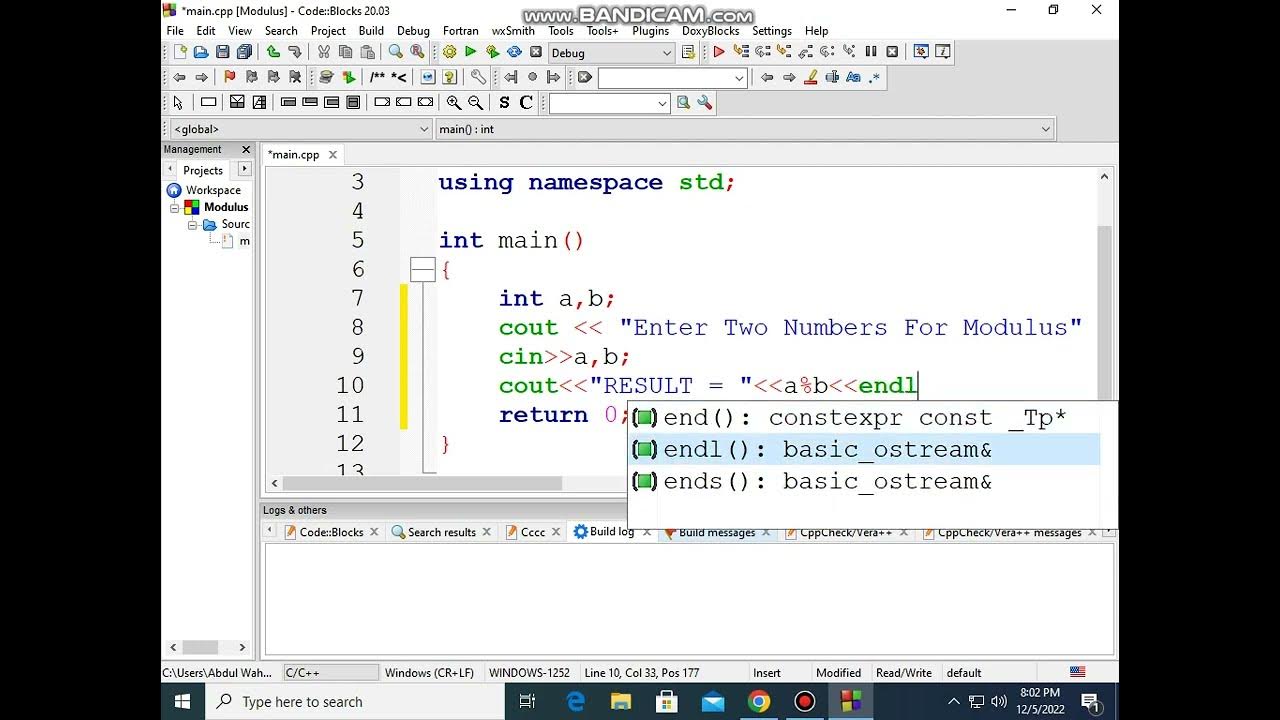 C Program Find The Modulus Of Two Numbers Youtube