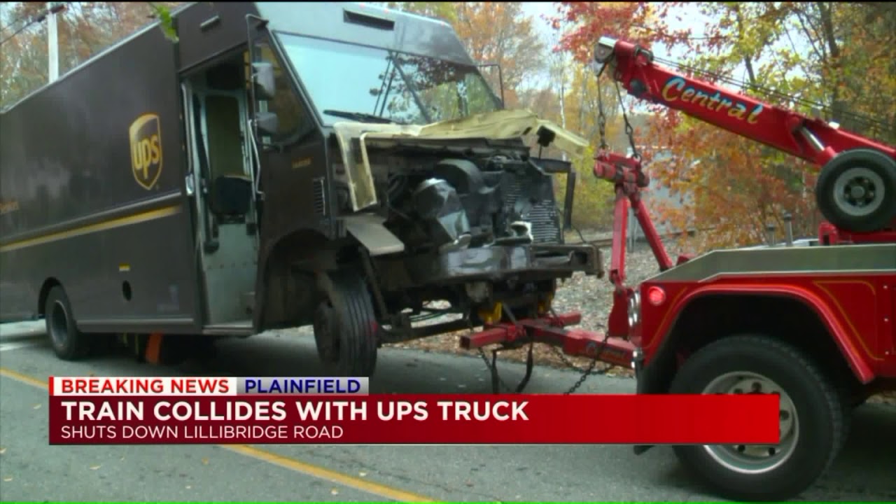 UPS truck struck by train in Plainfield, CT - YouTube