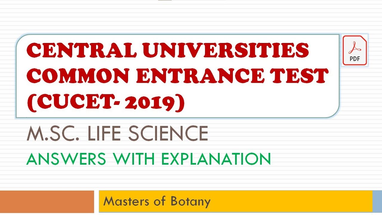(CUCET-2019) Central Universities Common Entrance Test | M.Sc. Life ...