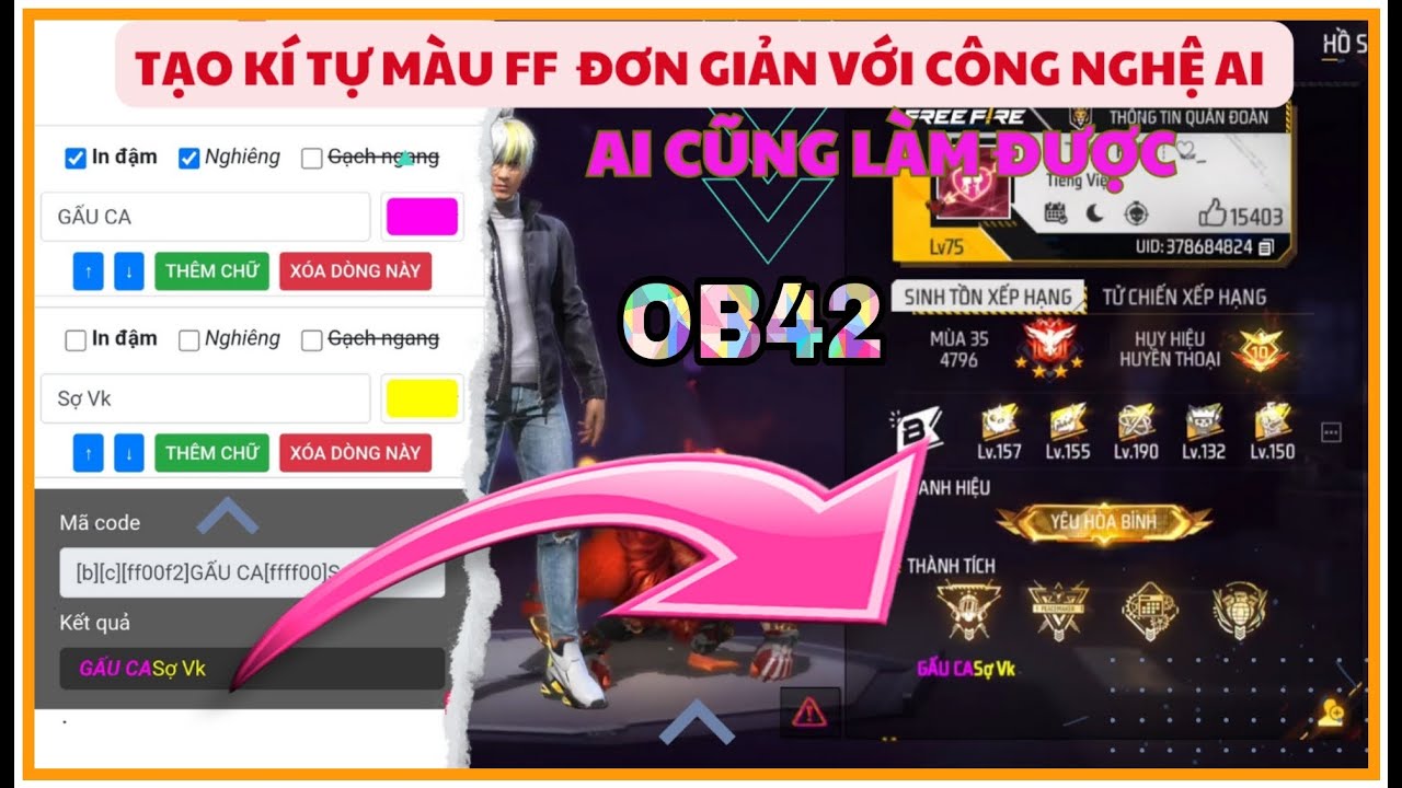 [Free Fire] Cách Làm Chữ Màu FF OB42 Đơn Giản - Với Công Nghệ AI Thông ...