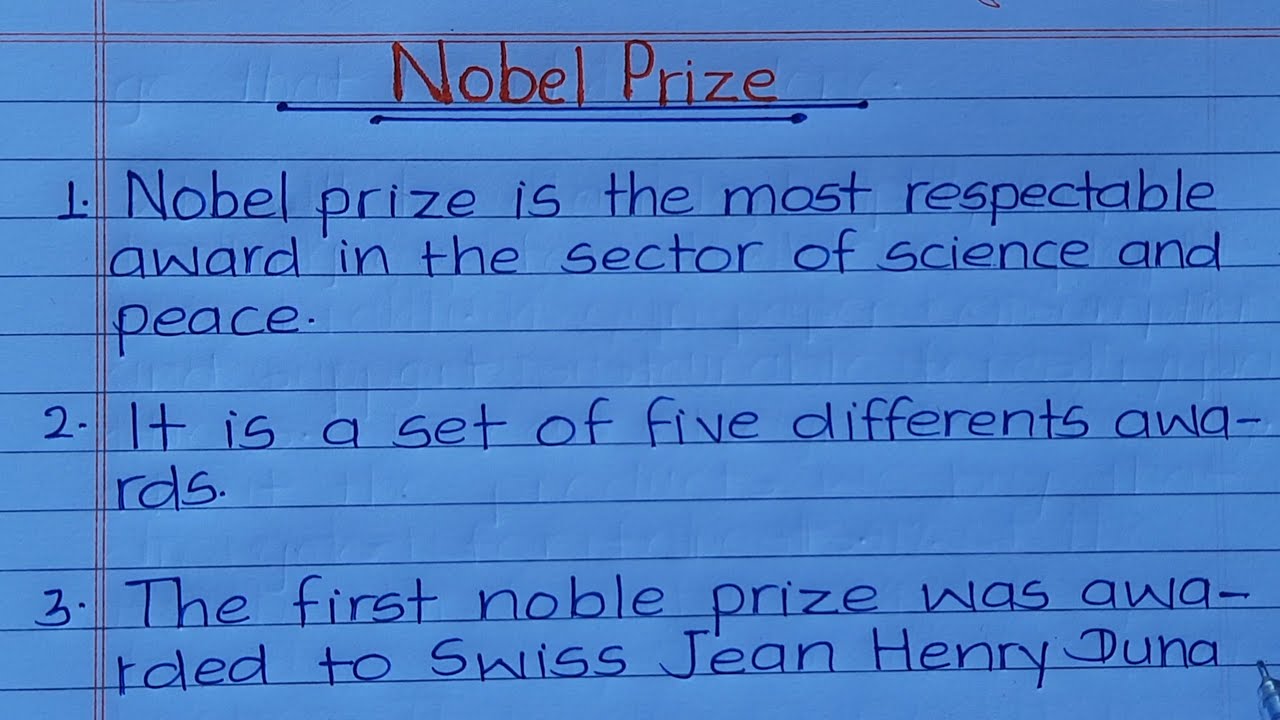Write an essay about Nobel Prize in English || 10 lines on Nobel Prize ...
