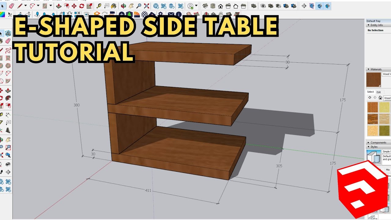 SKETCHUP BEGINNER TUTORIAL HOW TO MAKE AN E SHAPED SIDE TABLE IN ...