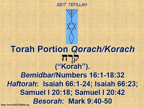 Torah Portion Qorach/Korach, 7/6/2024 - YouTube