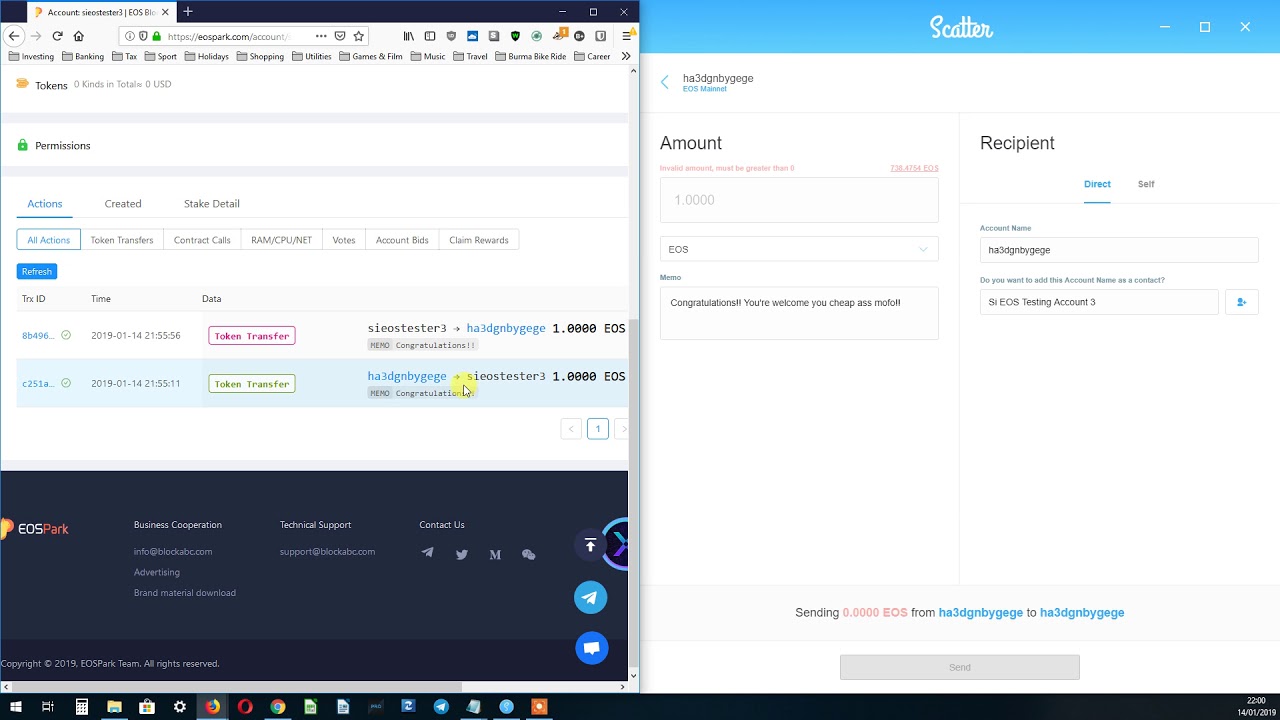 How to send EOS within Scatter 10 - YouTube