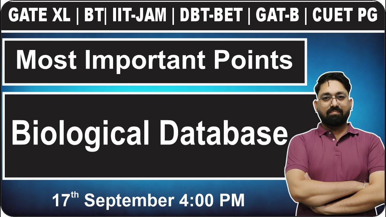 GATE BT/XL | IIT-JAM | DBT- BET | CUET PG | GAT B | Biological Database ...