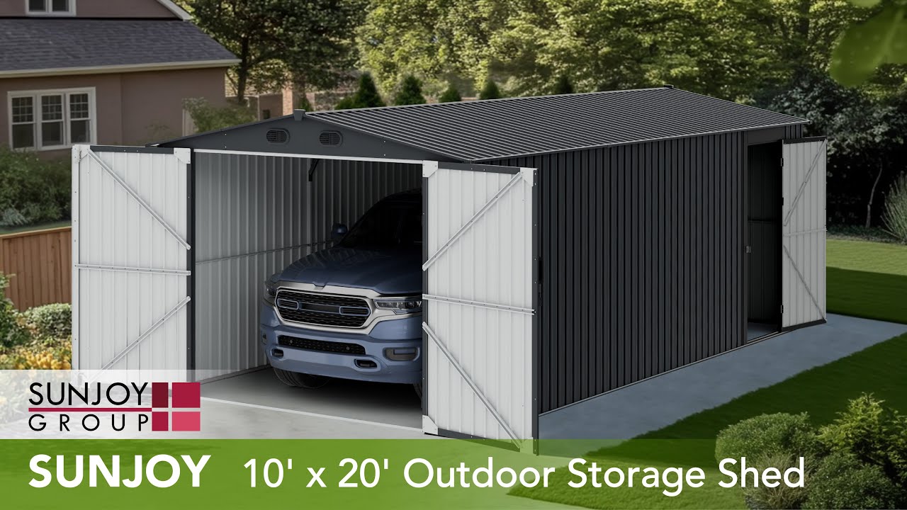 Sunjoy 10x20 Outdoor Storage Shed | Backyard Shed Ideas - YouTube