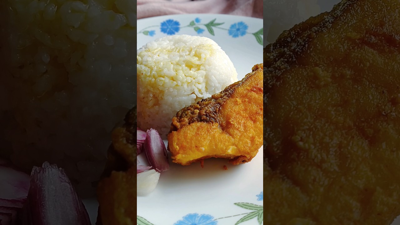 Joha Rice served with fish fry, few drops of fish fried oil,Onion ...