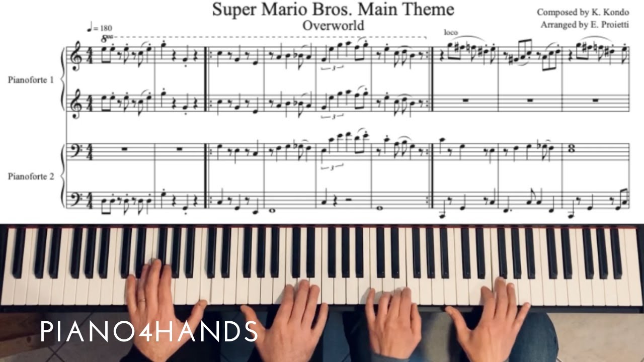 Super Mario Bros. Theme for Piano four hands (with score) - YouTube