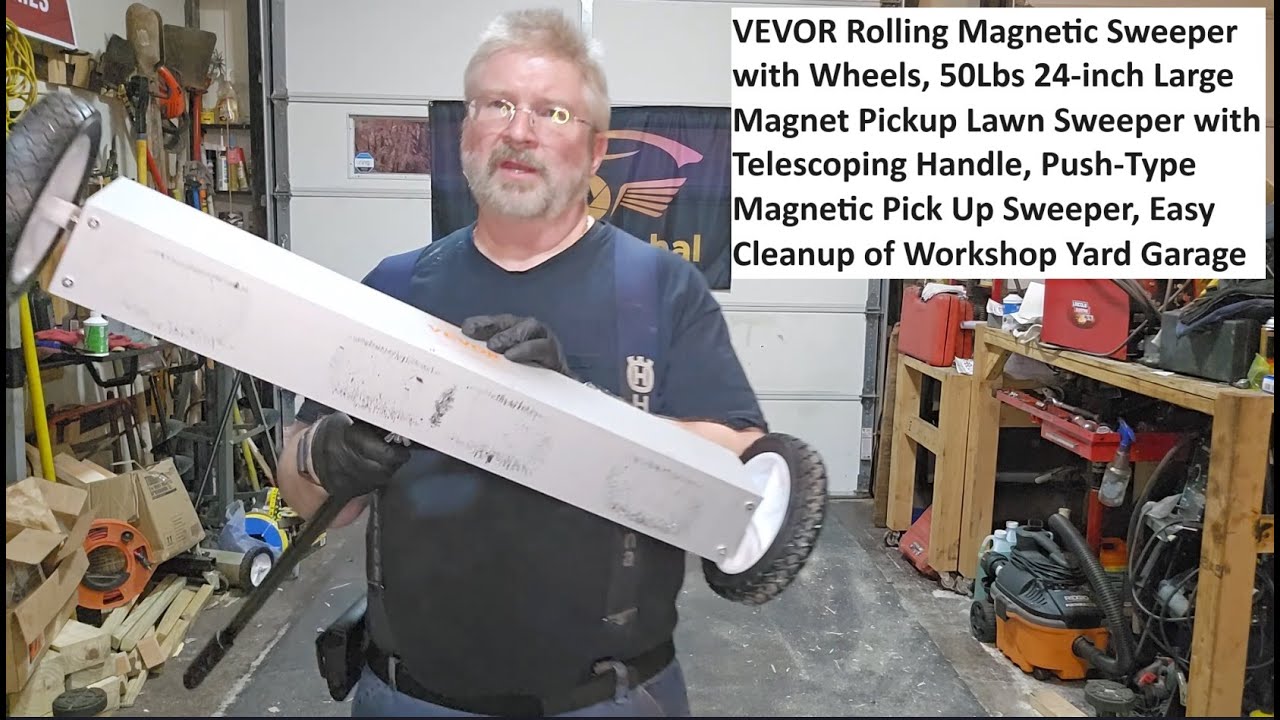 VEVOR Rolling Magnetic Sweeper with Wheels, 50Lbs 24-inch Large Magnet ...