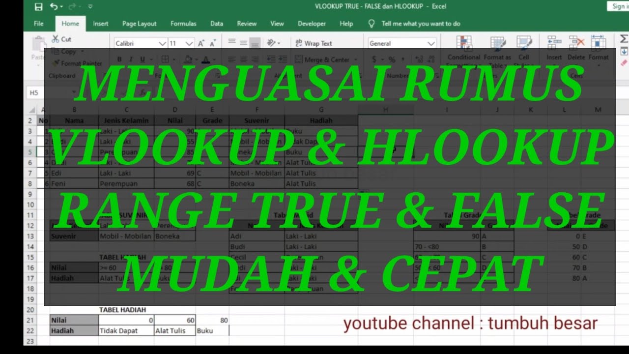Menguasai Rumus VLOOKUP & HLOOKUP di Excel & Penggunaan Range TRUE ...