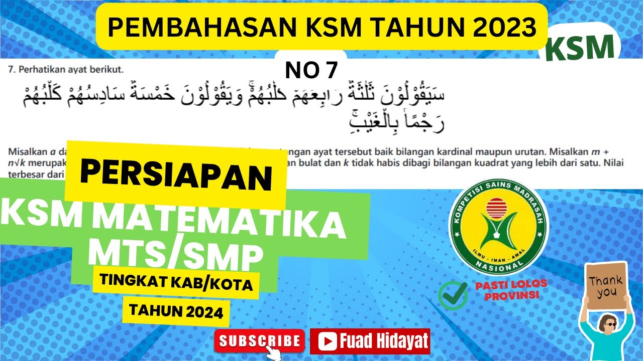 Pembahasan Soal KSM Matematika Jenjang MTS Tingkat Kab/Kota Tahun 2023 ...