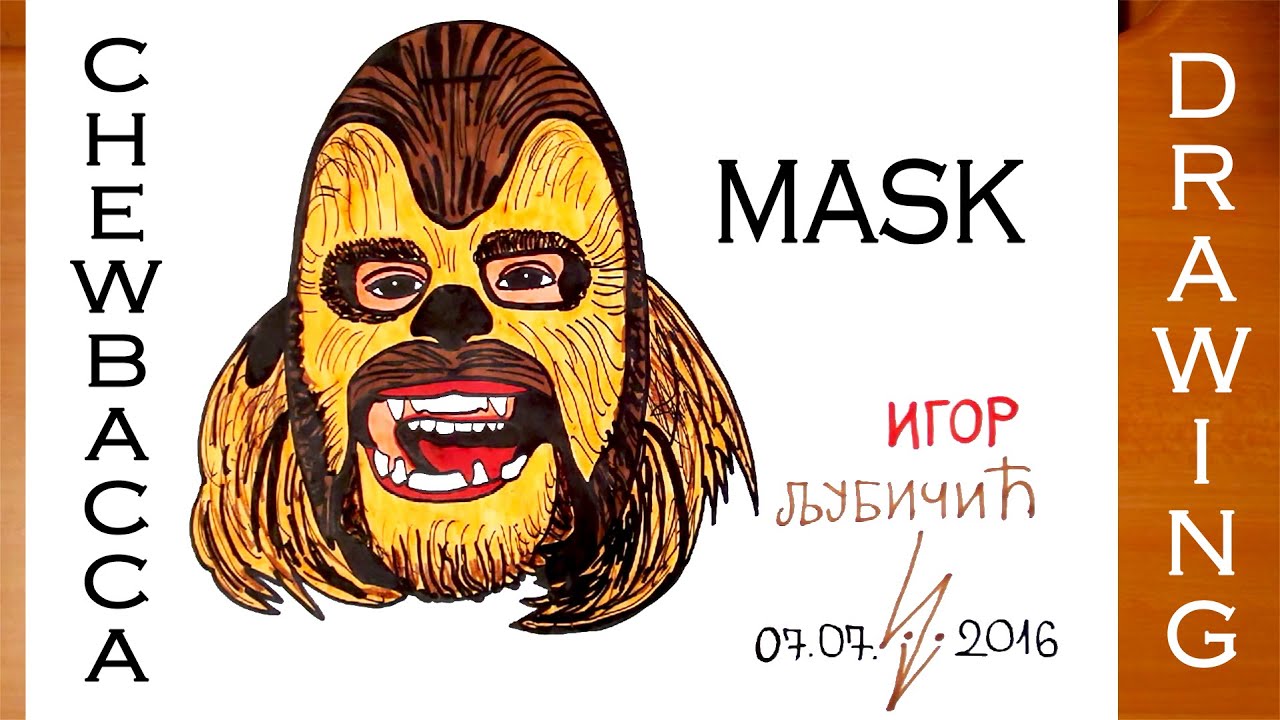 How to Draw Chewbacca from Star Wars Easy and color | Chewbacca Mask ...