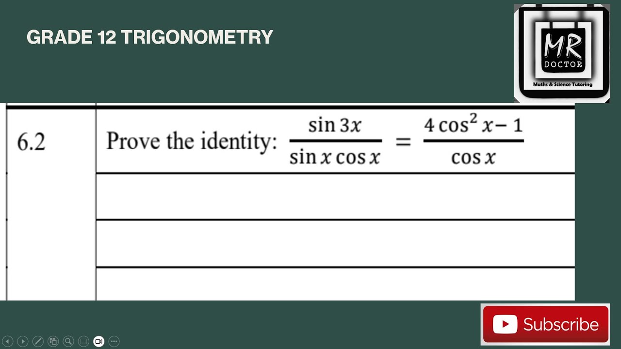 Grade 12 Proving Trigonometric identity - YouTube