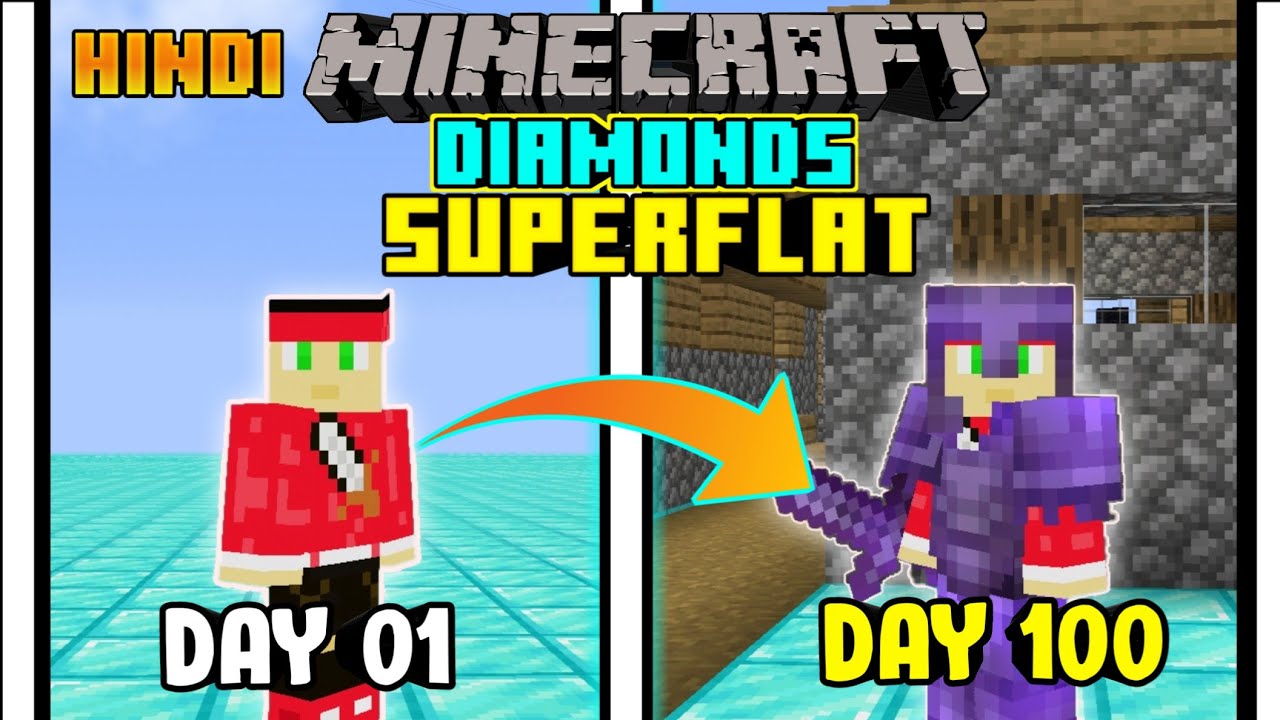 I Survived 100 Days in Minecraft DIAMOND SUPERFLAT WORLD !! Pocket ...