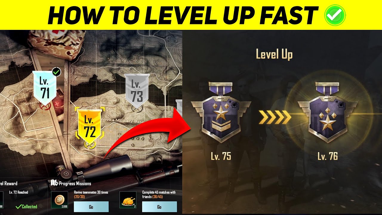 HOW TO LEVEL UP FAST IN PUBG & BGMI | BEST TRICKS TO LEVEL UP FAST | XP ...