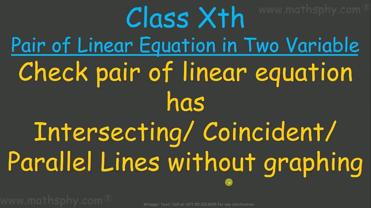 Intersecting Coincident Parallel Lines Ratios Class 10 Pair Of Linear Equations Basic Concepts
