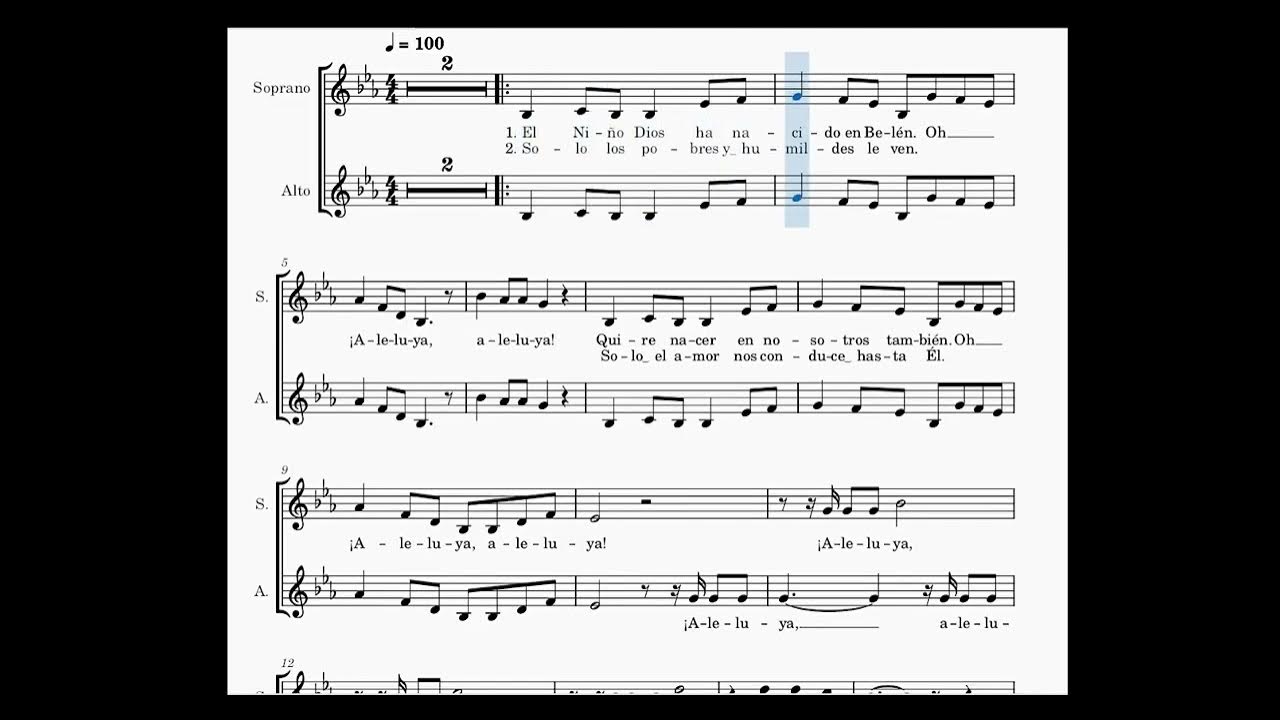 El Niño Dios ha nacido en Belén Aleluya. Partitura interactiva. - YouTube
