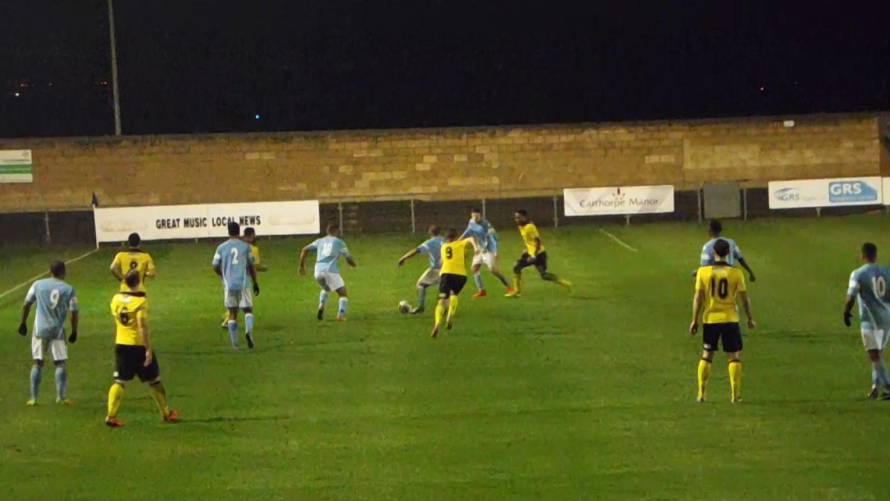 RUGBY'S MASON ROWLEY DEFLECTS A LATE SHOT BY RUSHDEN'S SHARIFF - YouTube