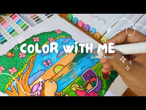 Color with Me (ASMR) | Cute Capybara| Cozy Corner by Coco Wyo using Ohuhu Markers ☘️🖍️