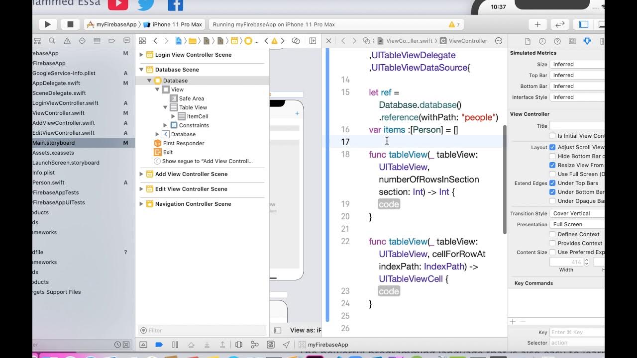 82 Swift Xcode Firebase & Table View Controller - YouTube